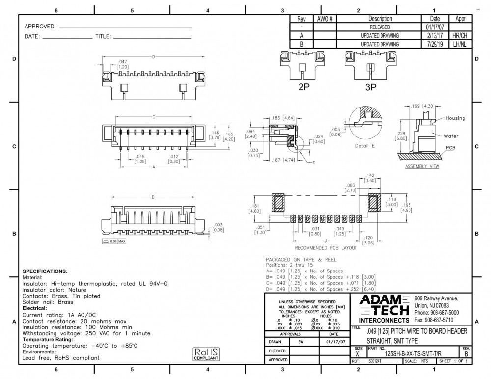 ADAM TECH 125SH-B-05-TS-SMT-T/R technical document