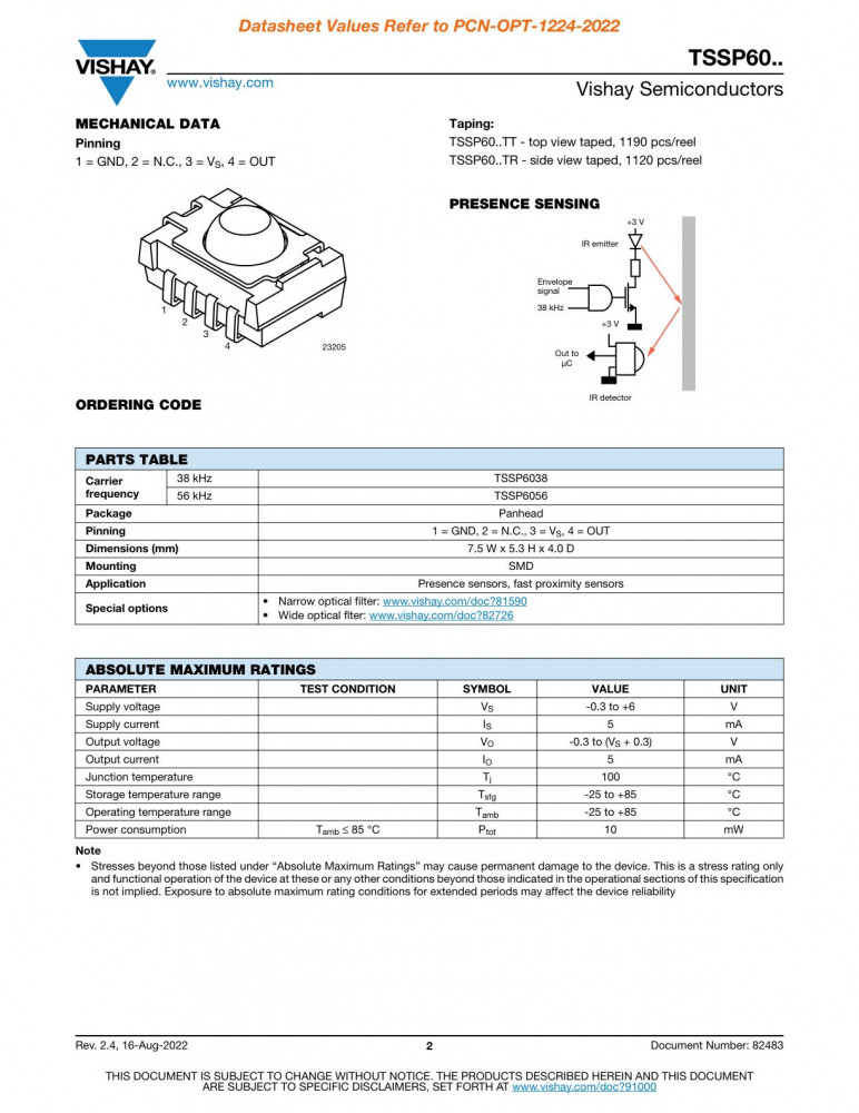 TSSP6038TR datasheet page 2