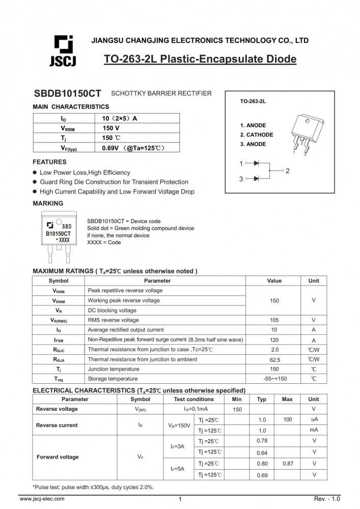SBDB10150CT datasheet page 1