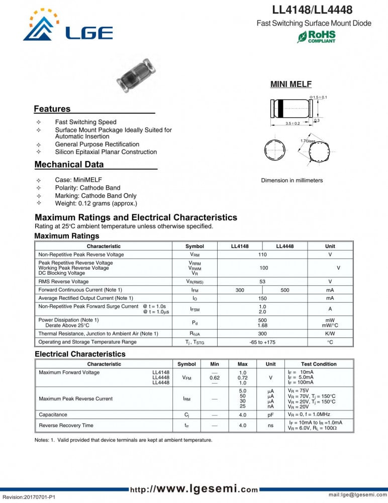LGE LL4448 datasheet page 1