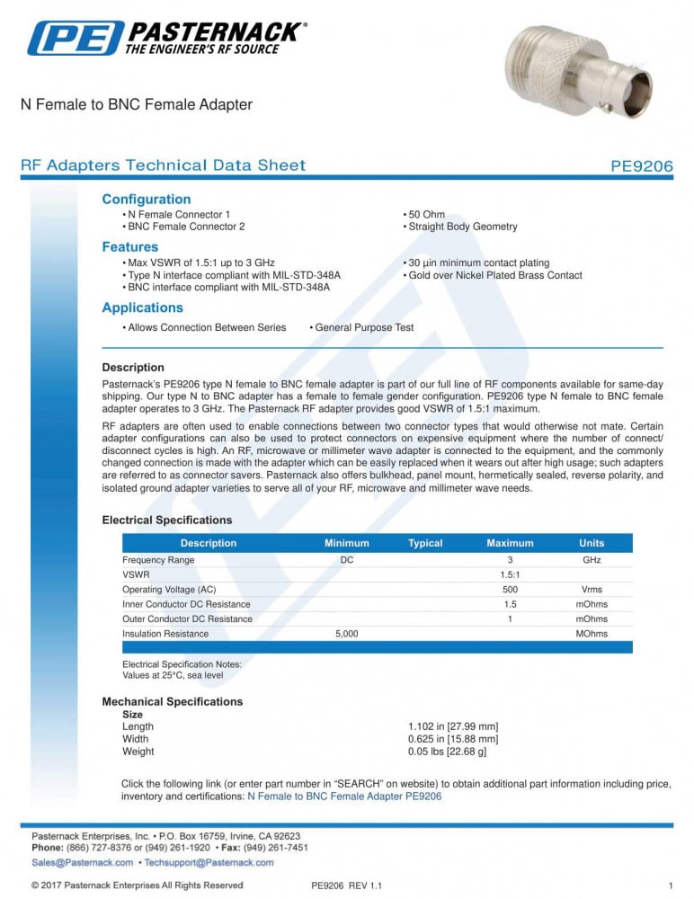 PE9206 technical document page 1