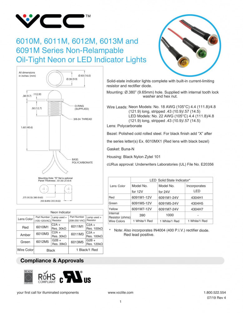 VCC 6010M, 6011M, 6012M, 6013M and 6091M series indicator documentation preview