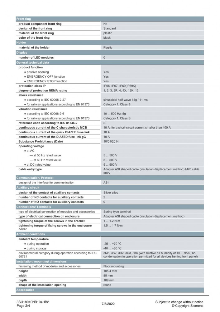 3SU18010NB104HB2 datasheet page 2