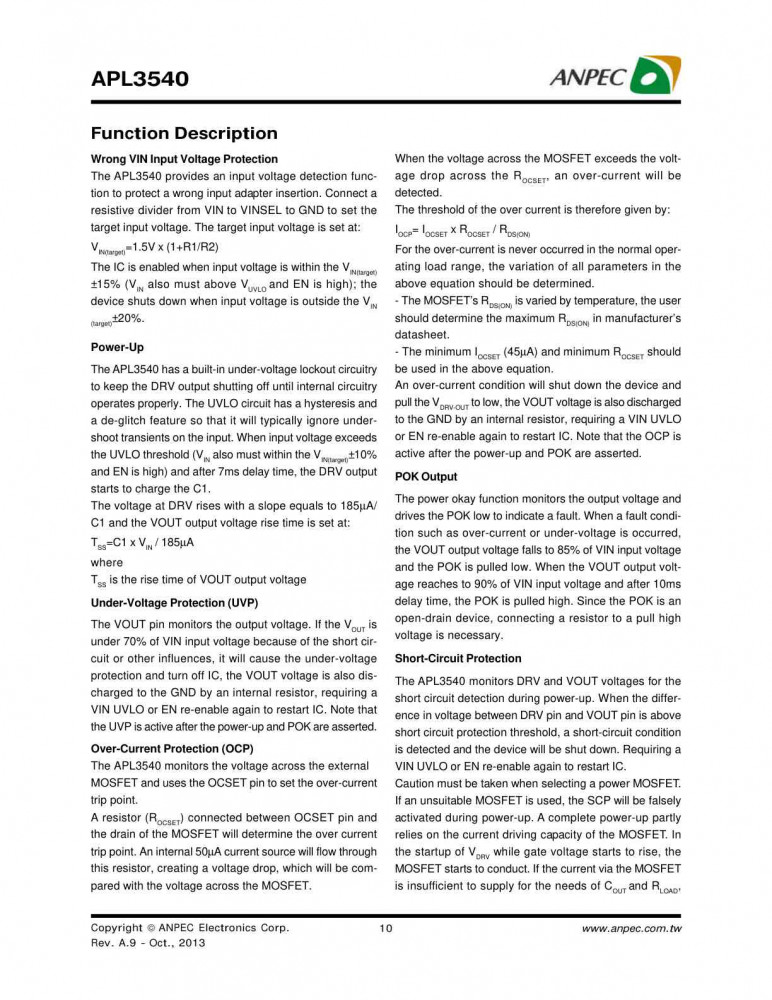 APL3540 datasheet page 10