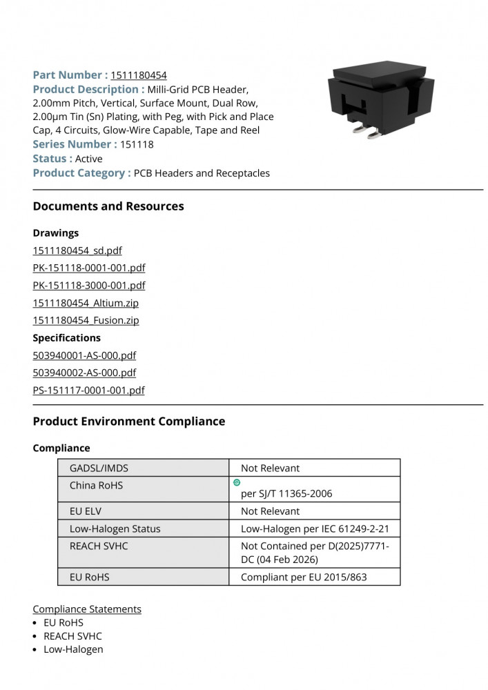 Molex product specification page 1