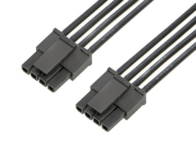 Micro-Fit 3.0 Male-to-Pigtail Off-the-Shelf (OTS) Cable Assembly, Single Row, 150.00mm Length, Tin (Sn) Plating, 4 Circuits, Black