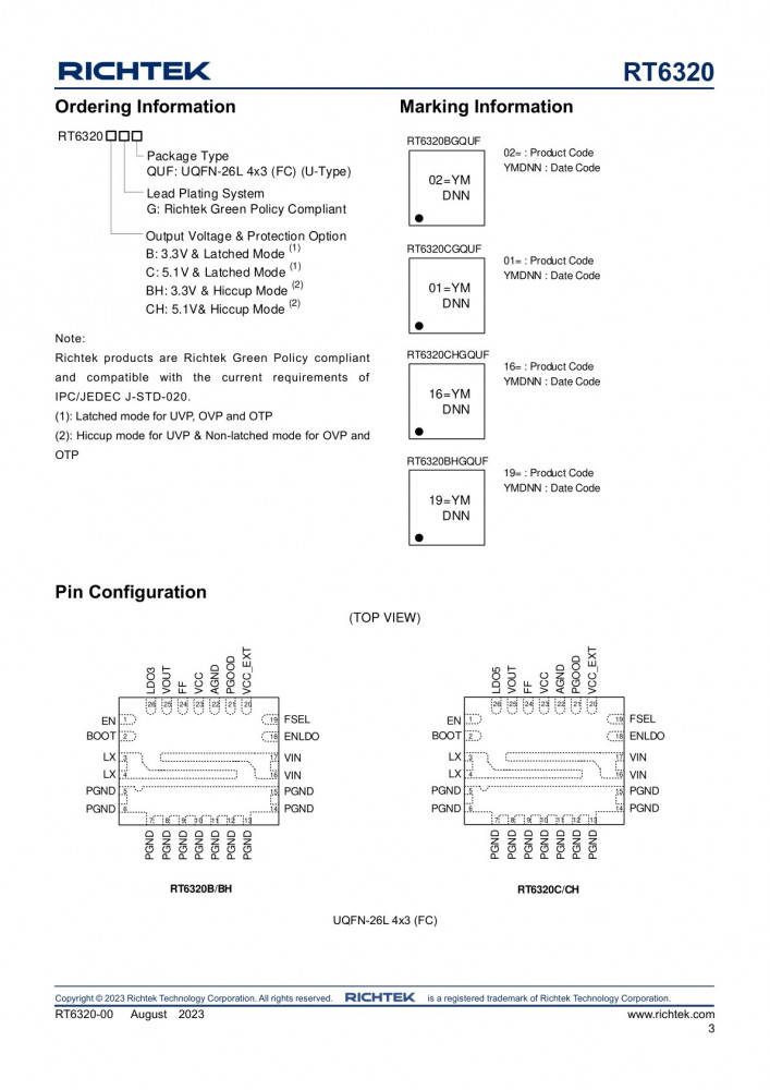RT6320 datasheet page 3