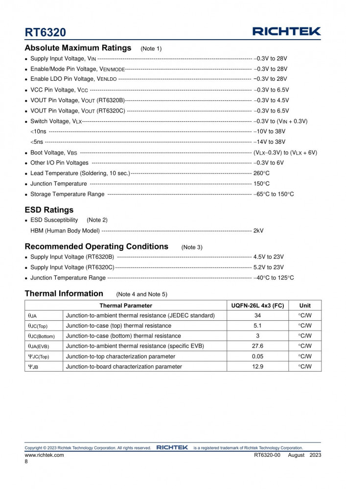 RT6320 datasheet page 8