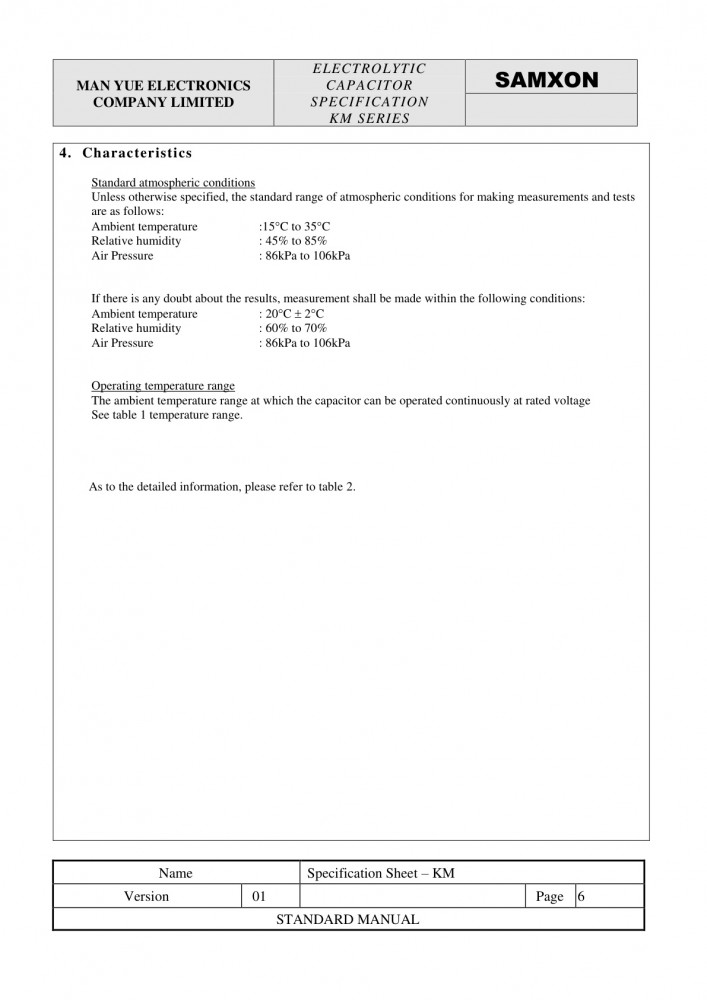 SAMXON KM specification, page 7