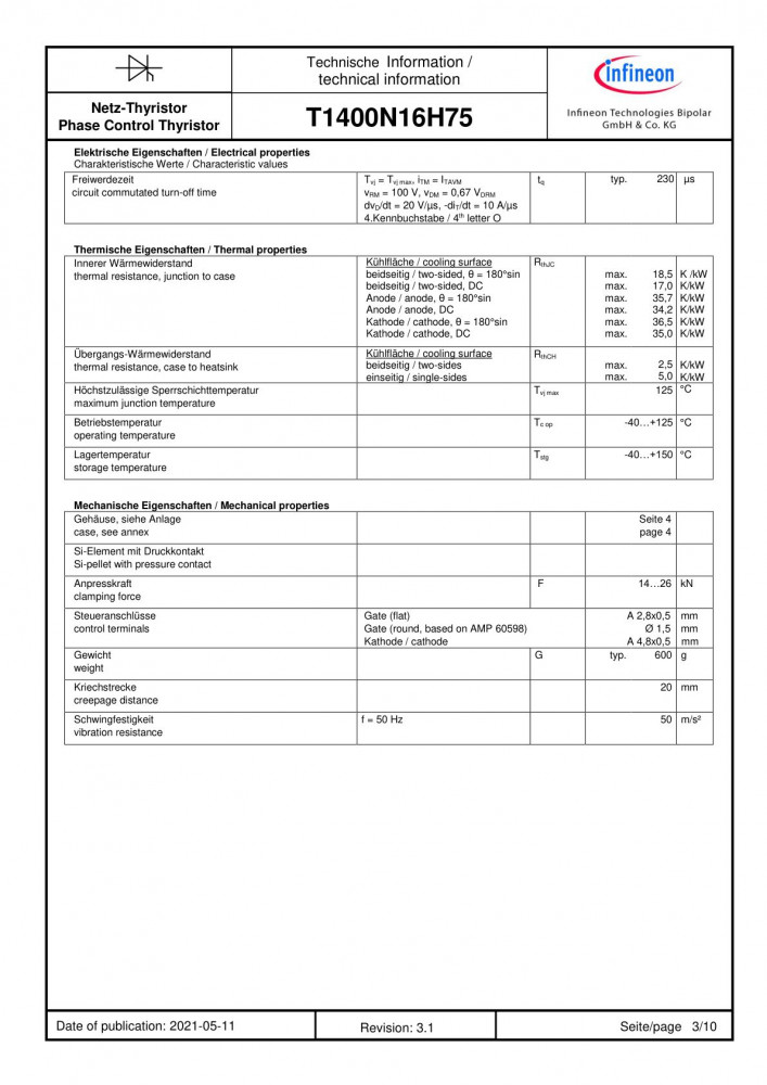 T1400N16H75 datasheet page 3