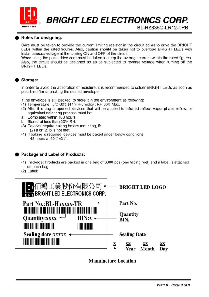 BL-HZ836Q-LR12-TRB datasheet page 9