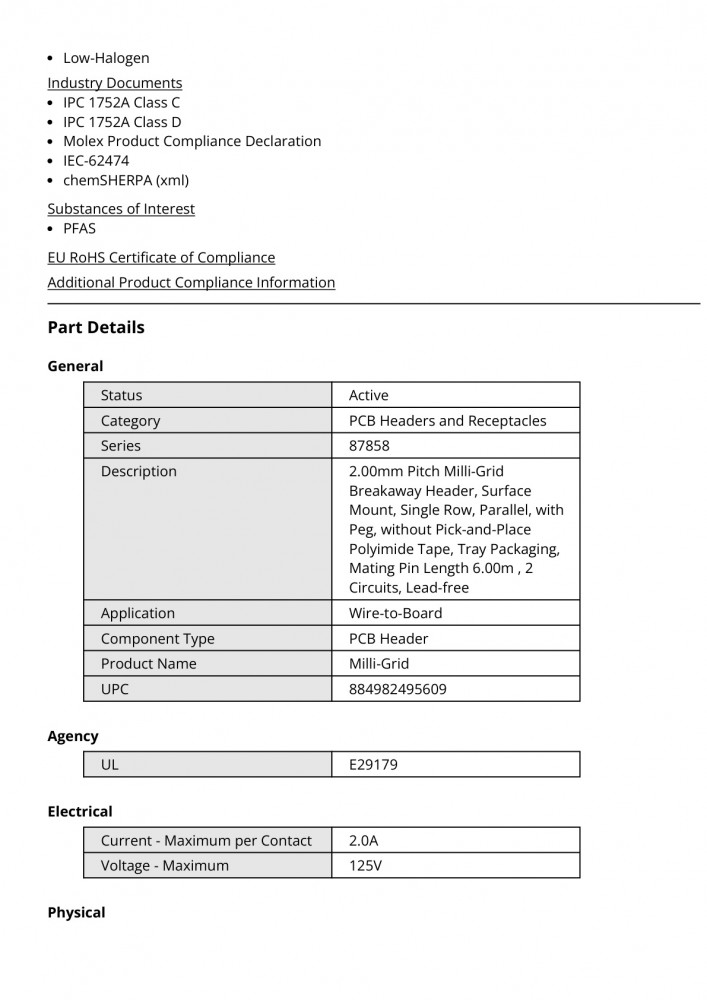 Technical document page image 2 for MOLEX 878580001