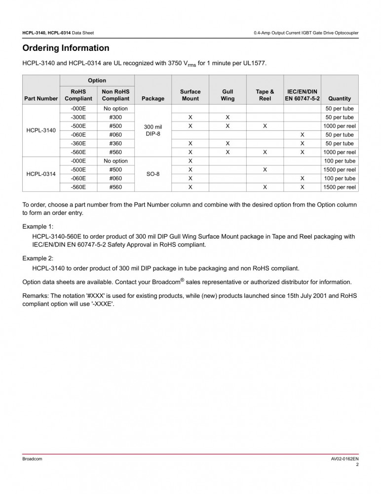 HCPL-0314#500 datasheet page 2