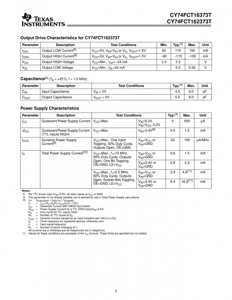 74FCT162373ATPVCT datasheet page 3