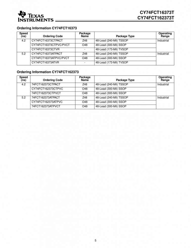 74FCT162373ATPVCT datasheet page 5