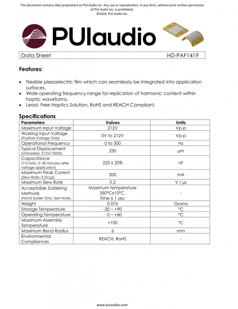 HD-PAF1419 datasheet page 1