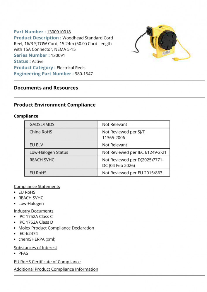 MOLEX 1300910018 product document image 1