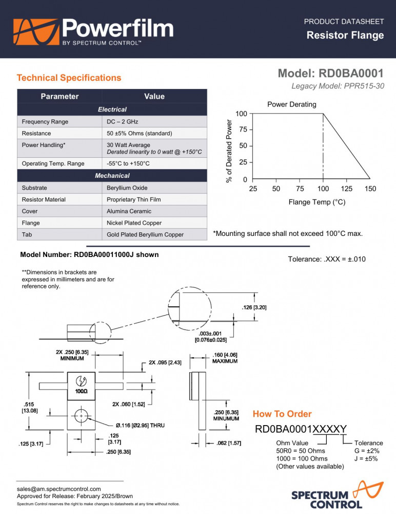 Spectrum Control RD0BA00011000J technical document page