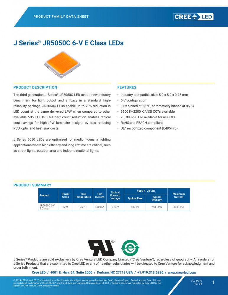 JR5050C 6-V E Class datasheet page 1