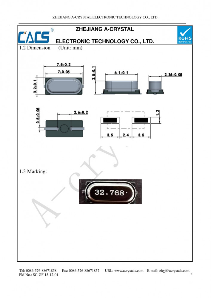 PMX307 specification document page 3