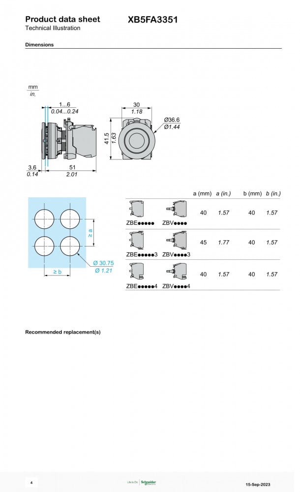 XB5FA3351 technical document page 4