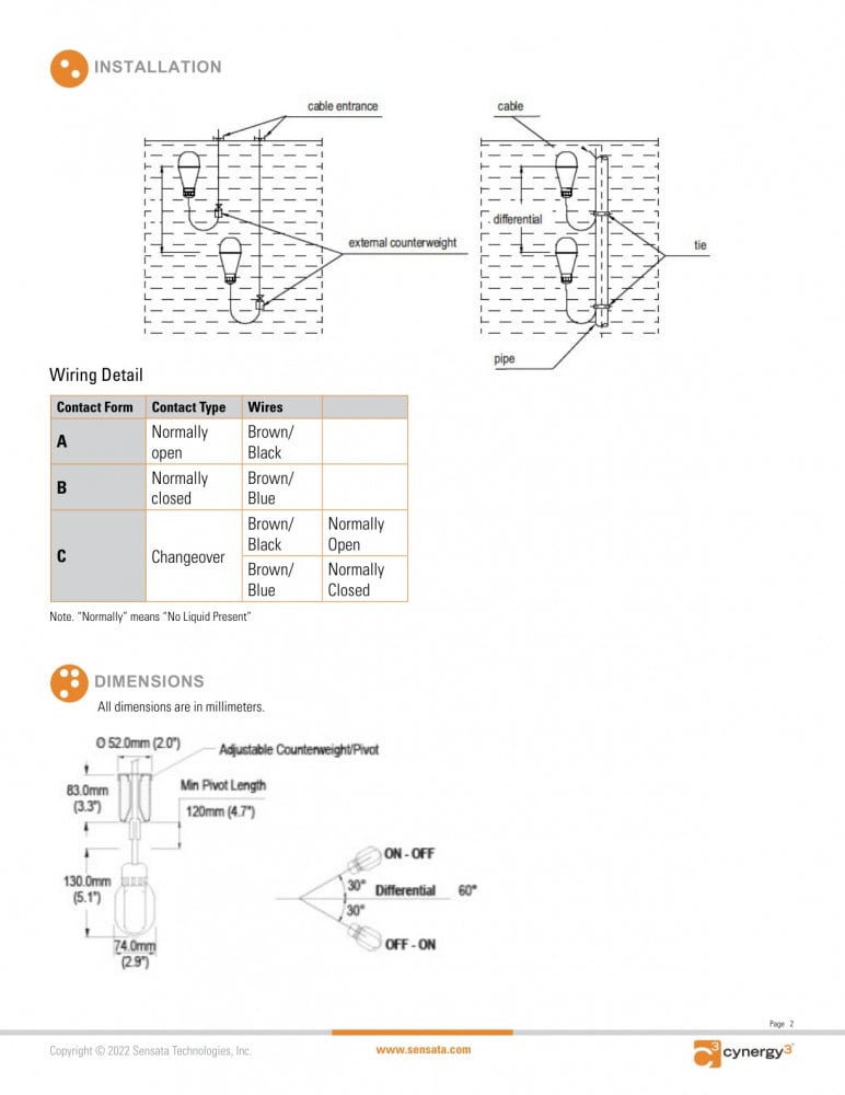 Sensata MS20AW technical document page 2