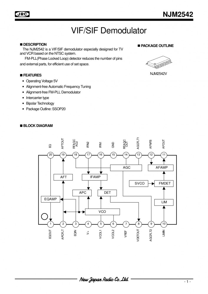 NJM2542 datasheet page 1