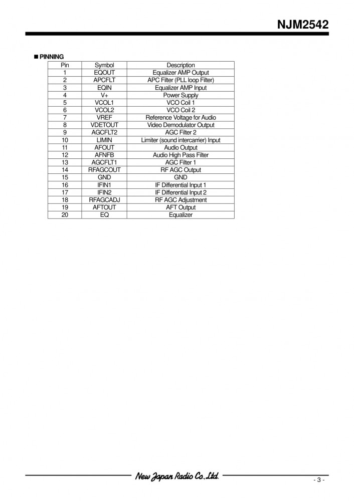 NJM2542 datasheet page 3