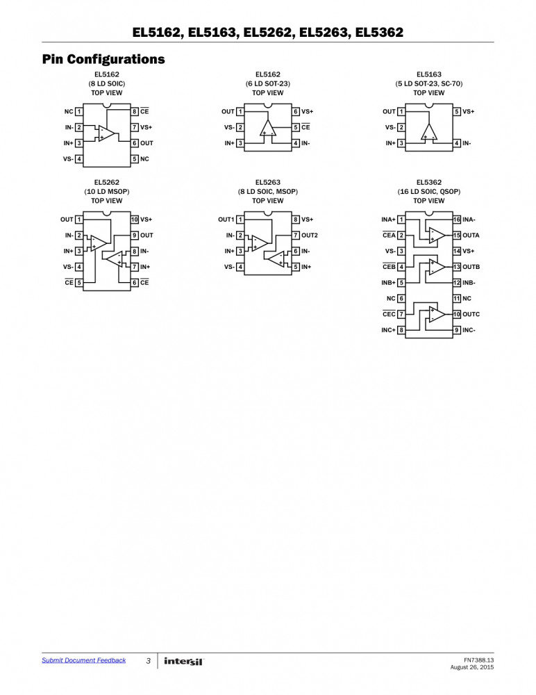 EL5362ISZ datasheet page 3