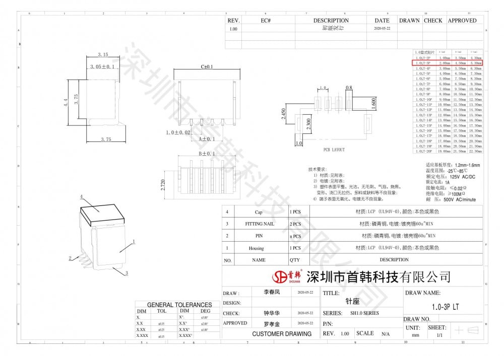 SHOU HAN 1.0-3P LT drawing page 1