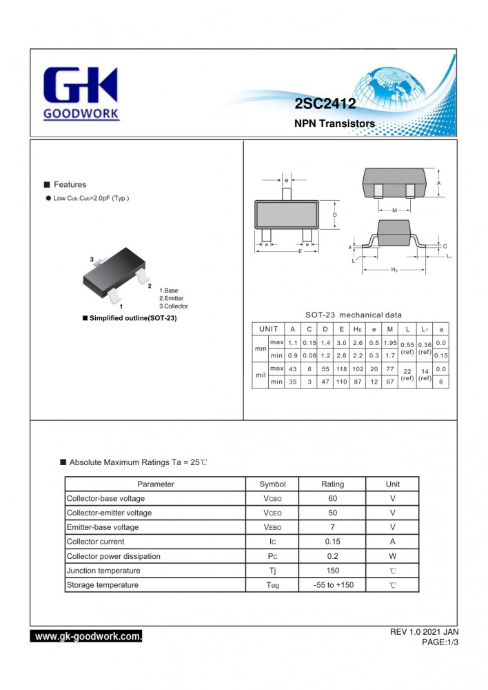 2SC2412 datasheet page 1
