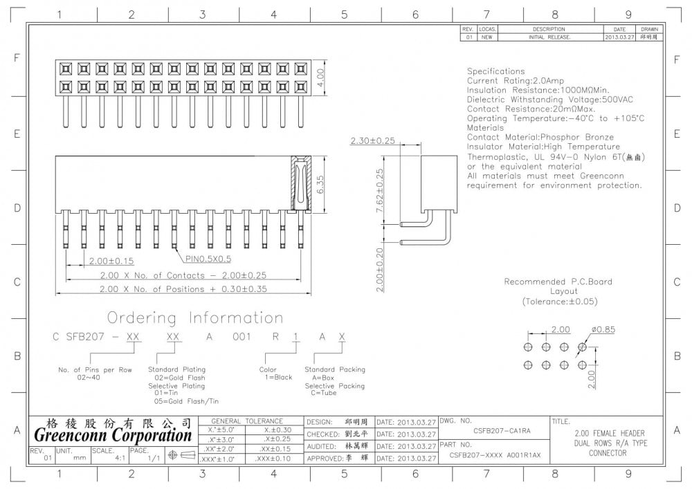GREENCONN CSFB207-0402A001C1AC technical document preview