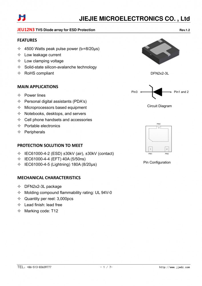JEU12N3 datasheet page 1