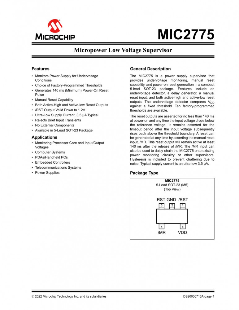 MIC2775 technical document page 1
