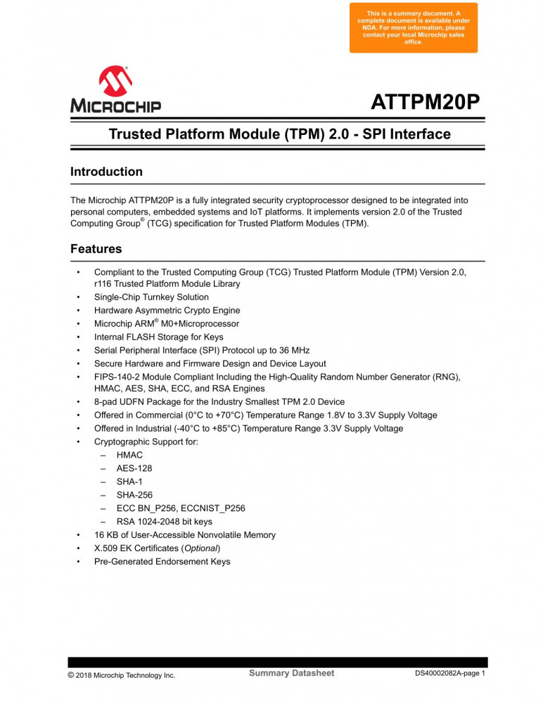 ATTPM20P datasheet page 1