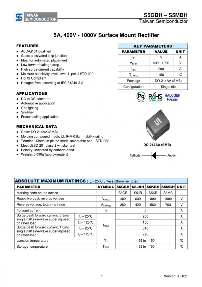 S5JBH datasheet page 1