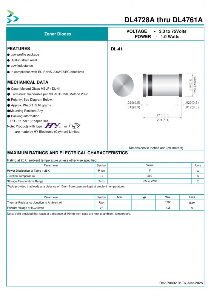 DL4740A datasheet page 1