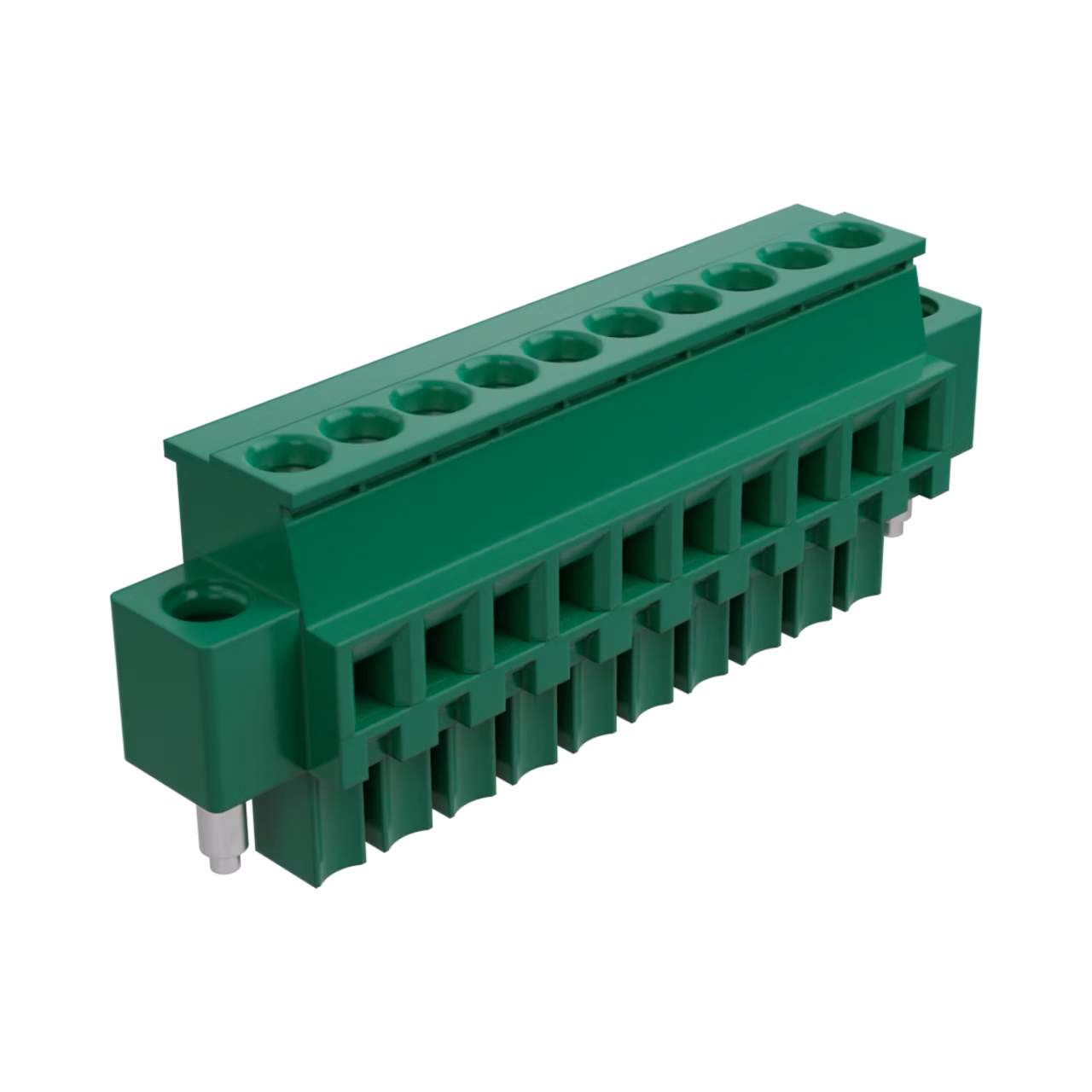 3.81mm Pitch Eurostyle Vertical Plug, with Retention Screws and Standard  Imprinting, Rear Wire Entry, Green Housing, Gold (Au) Plated, 10 Circuits for sale