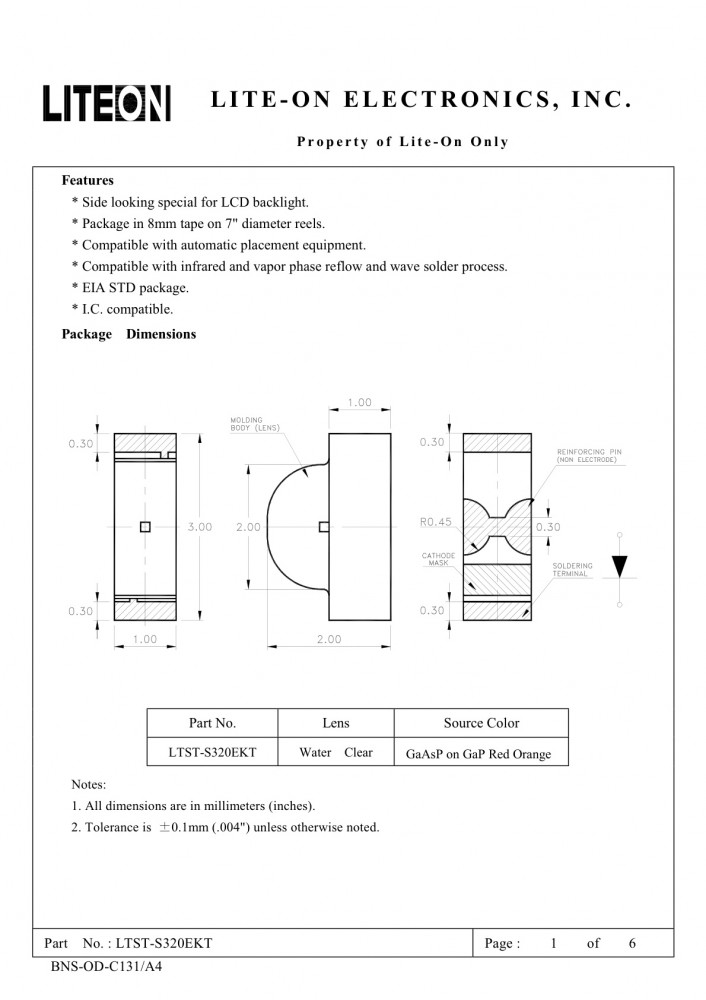 LTST-S320EKT datasheet page 1
