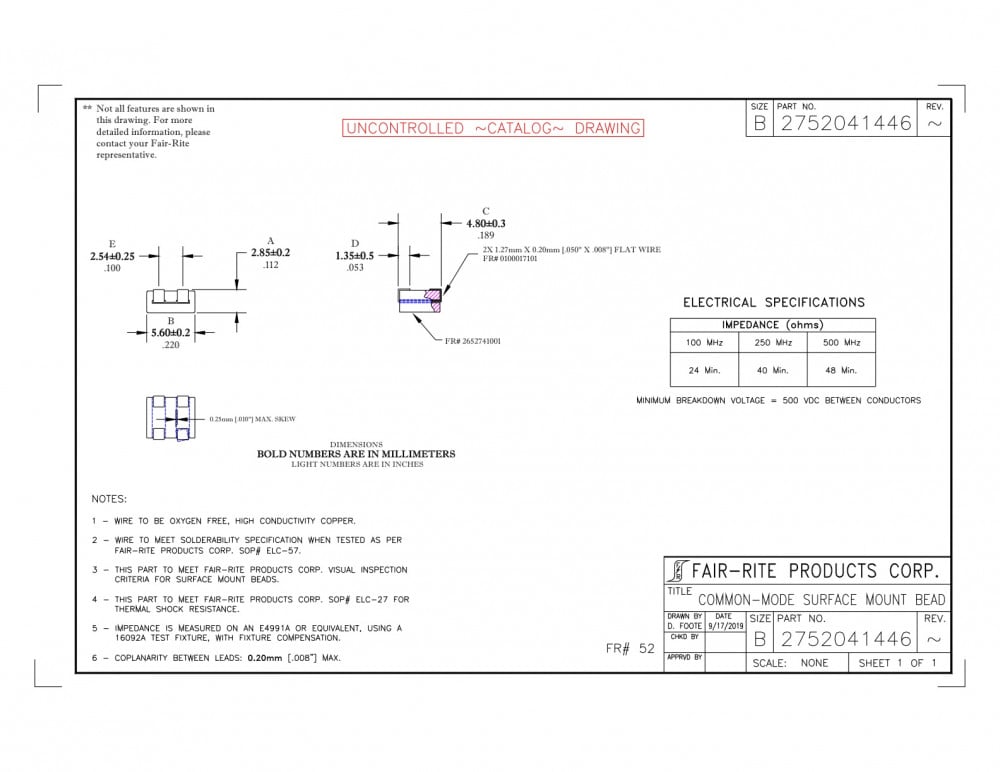 Fair-Rite 2752041446 product drawing