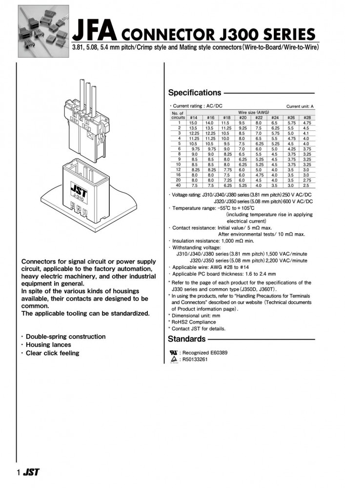 JST JFA J300 technical document page 1