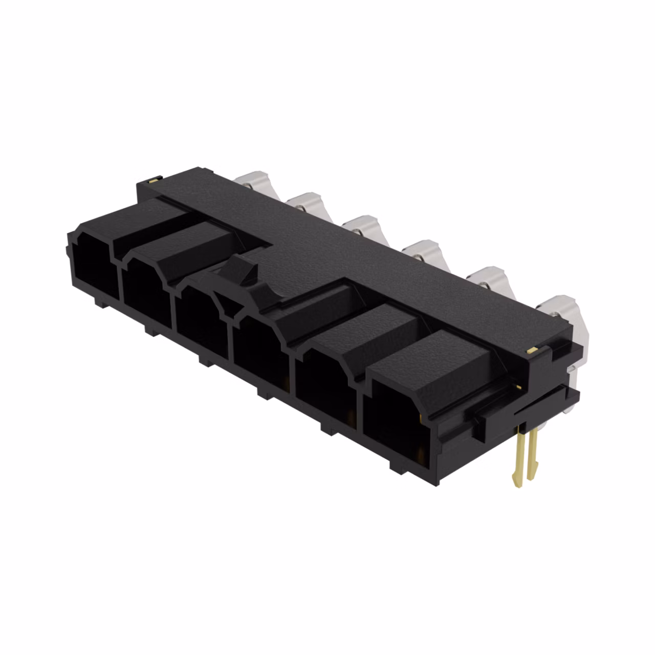 Mini-Fit Sr. Right-Angle Header, 10.00mm Pitch, Single Row, 6 Circuits, 5.10mm Tail Length, for 3.18mm PCB, 0.76µm Gold (Au) Plating, with Clip for sale