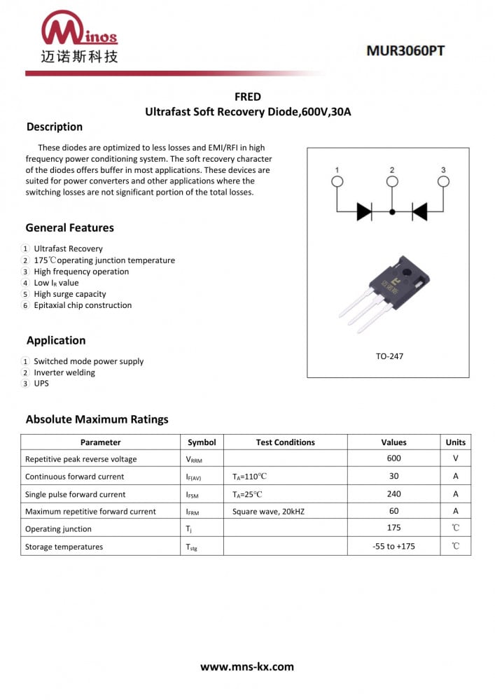 MUR3060PT-MNS datasheet page 1