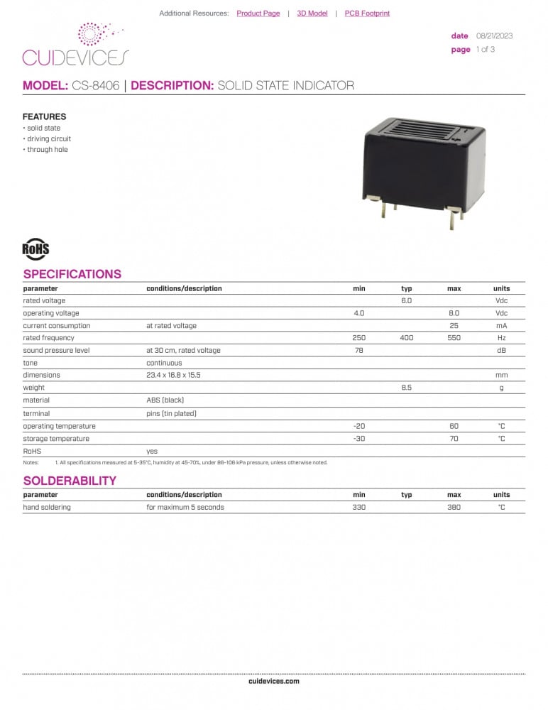 CS-8406 technical document page 1