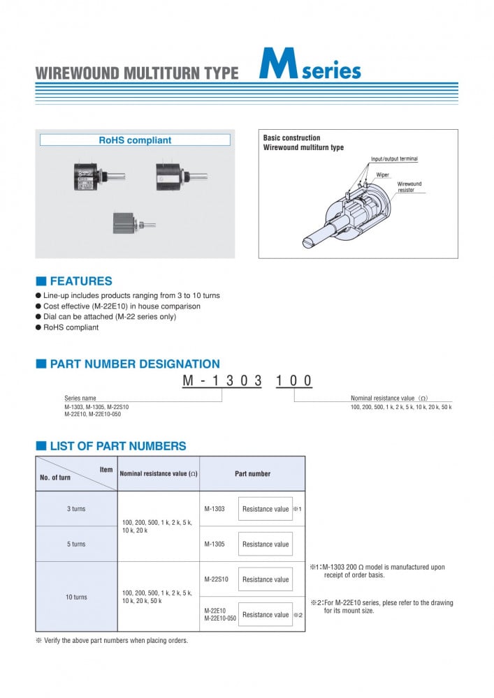 Nidec M-1305 datasheet page 1