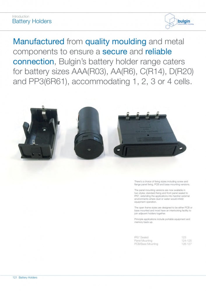 Bulgin battery holder documentation page 1