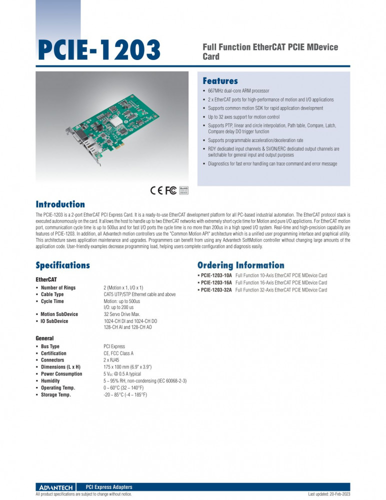 PCIE-1203 technical document page
