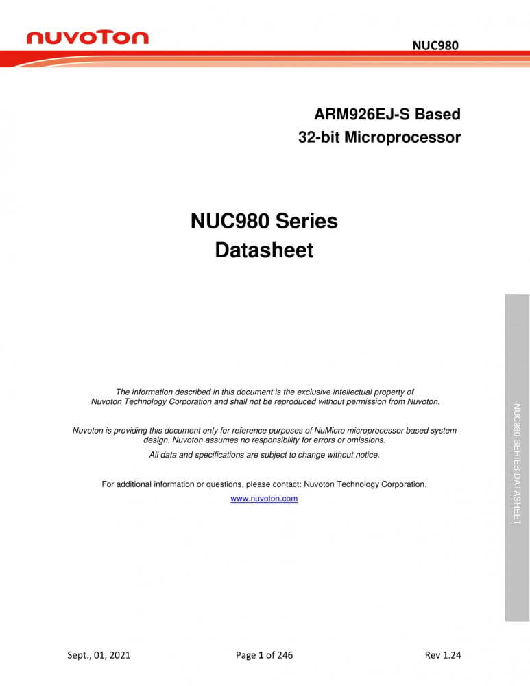 NUC980 datasheet page 1