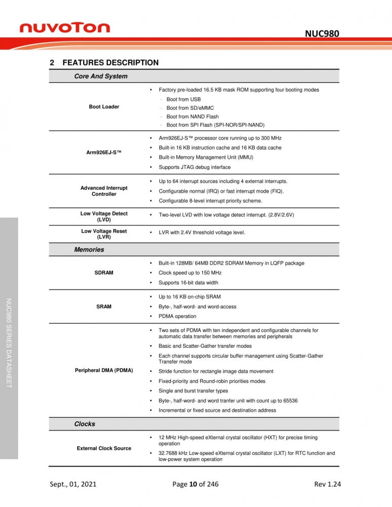 NUC980 datasheet page 10