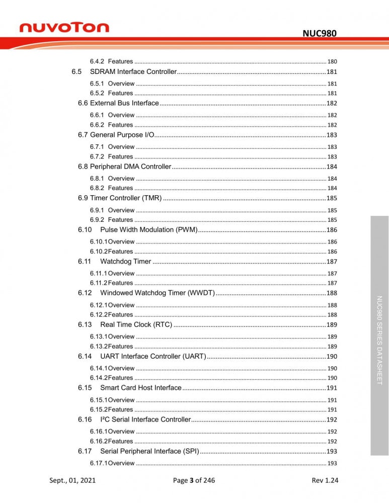 NUC980 datasheet page 3